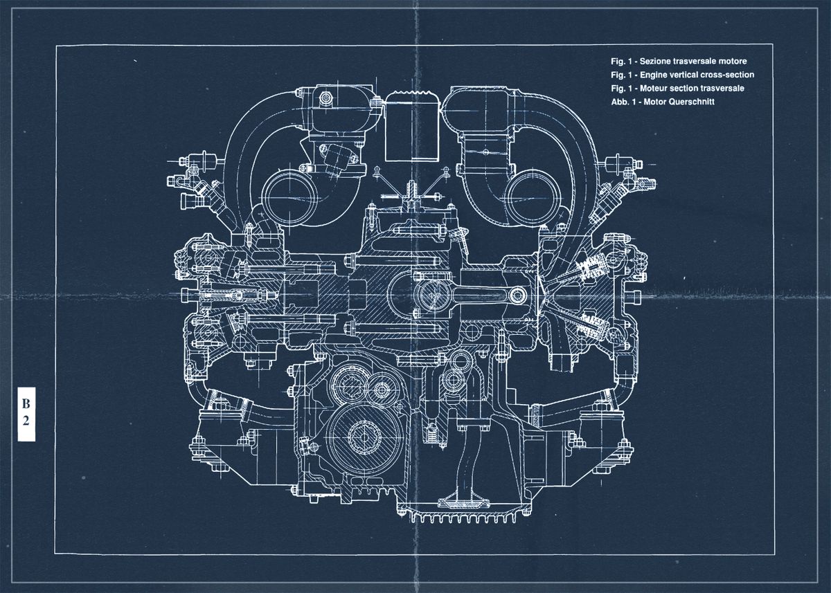 'Ferrari 512 Engine' Poster, picture, metal print, paint by Rollz | Displate