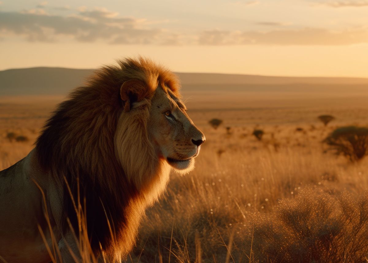 'Lion Wildlife Photograph' Poster by Five Senses Art | Displate