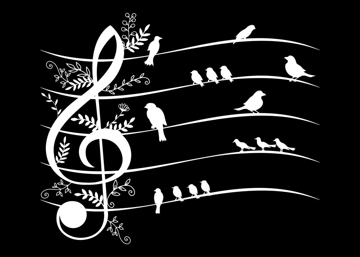 'Birds Musical Notes' Poster, picture, metal print, paint by ...