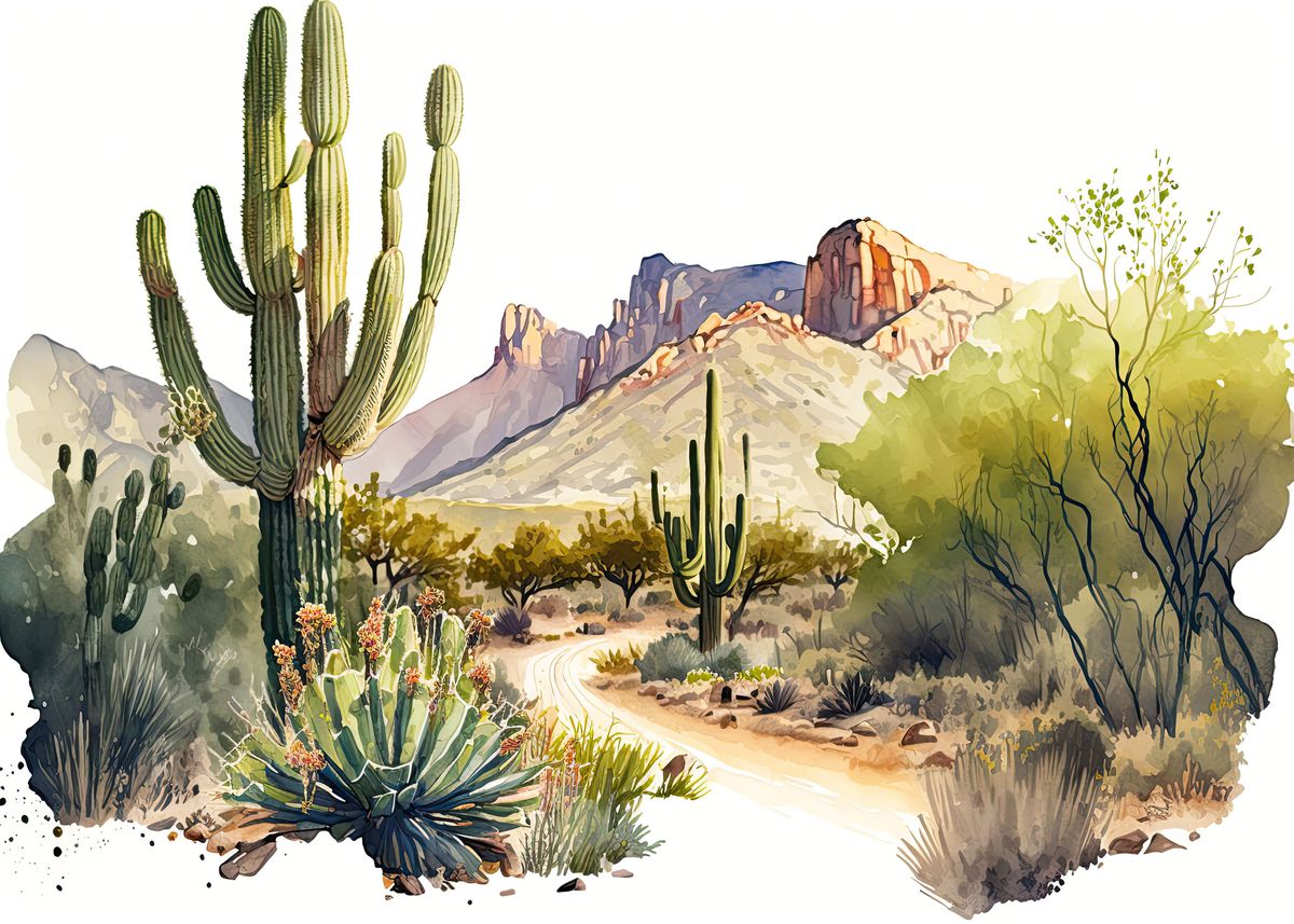 'Desert Watercolor' Poster, picture, metal print, paint by Nick Lopez ...