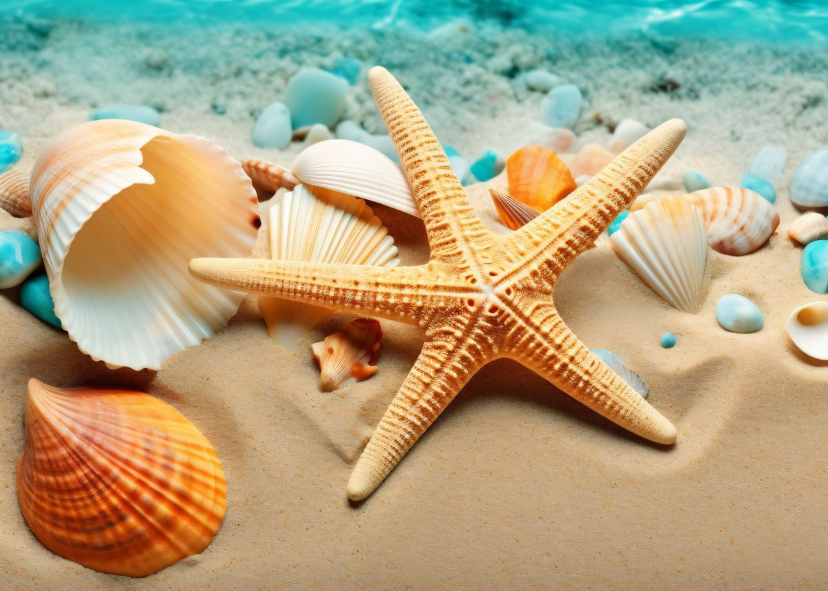 'starfish summer beach' Poster, picture, metal print, paint by Marc ...