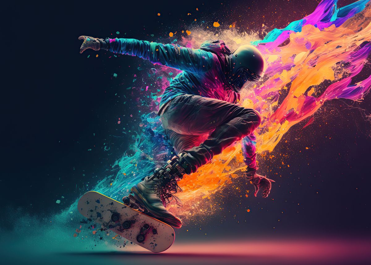 'Snowboard' Poster, picture, metal print, paint by Silhouette Anime Art ...