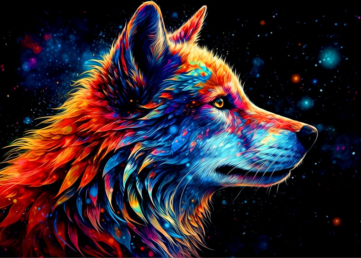 'Colorful Wolf' Poster, picture, metal print, paint by vincen pham ...