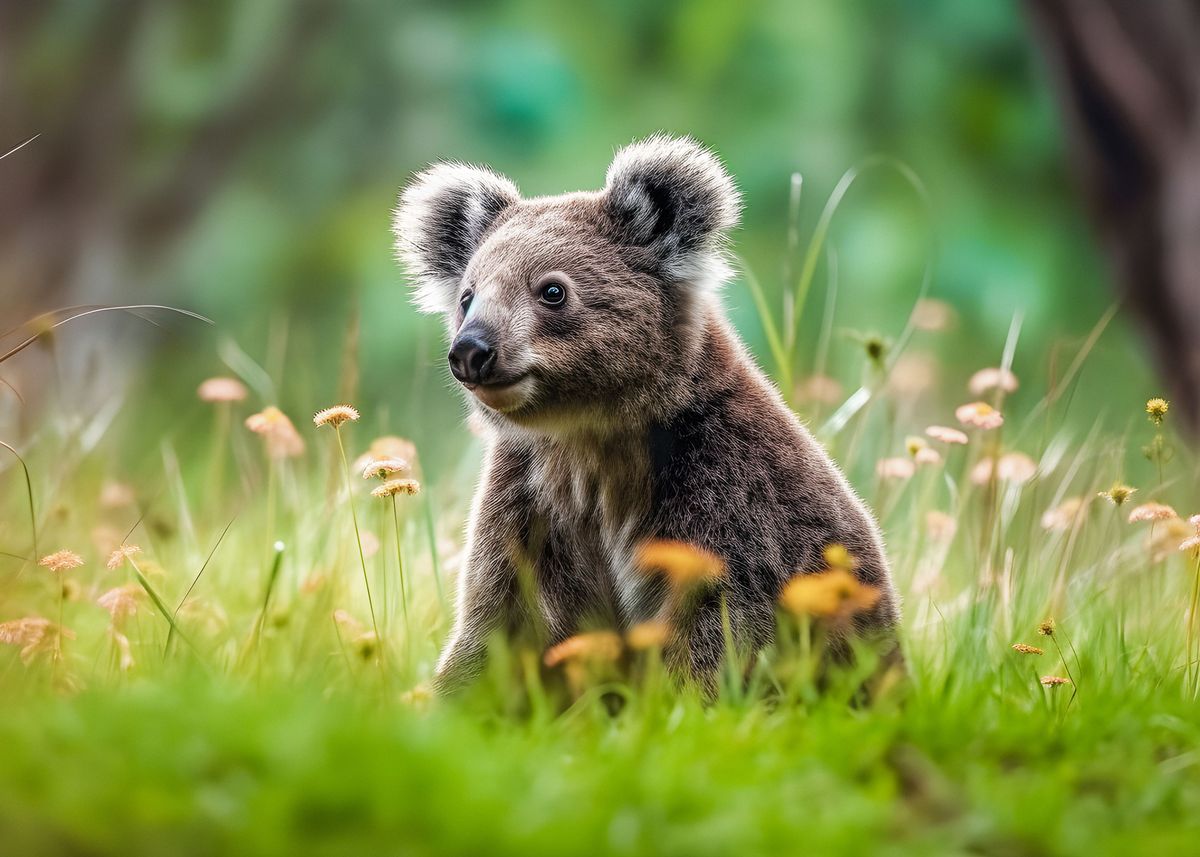 'Koala bear between flowers' Poster, picture, metal print, paint by ...