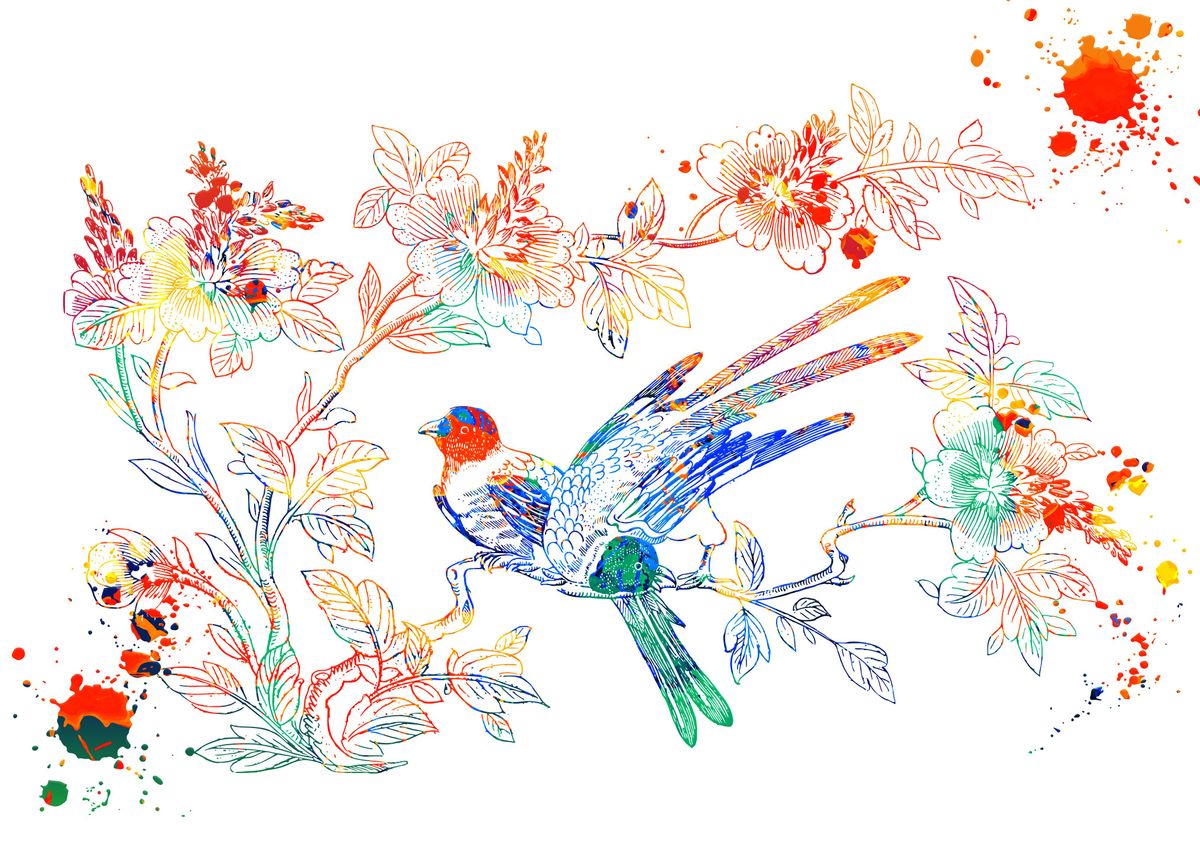 'Coupe birds perched ' Poster, picture, metal print, paint by Morgan ...