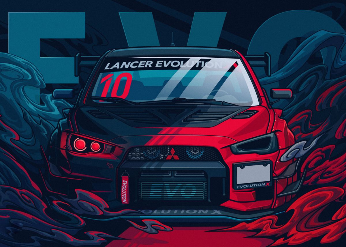 'MITSUBISHI EVOLUTION X' Poster, picture, metal print, paint by Flux ...