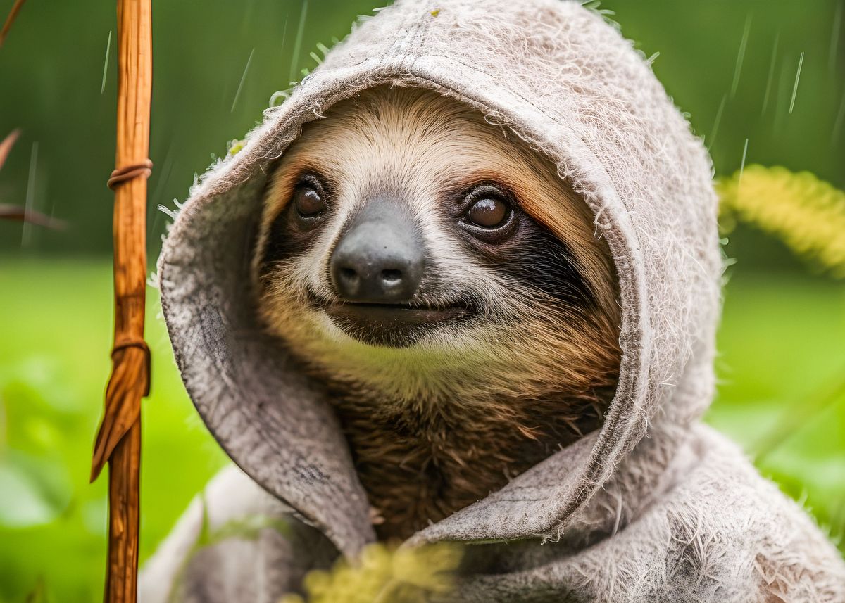 'Funny sloth with a hoodie' Poster, picture, metal print, paint by Alan ...