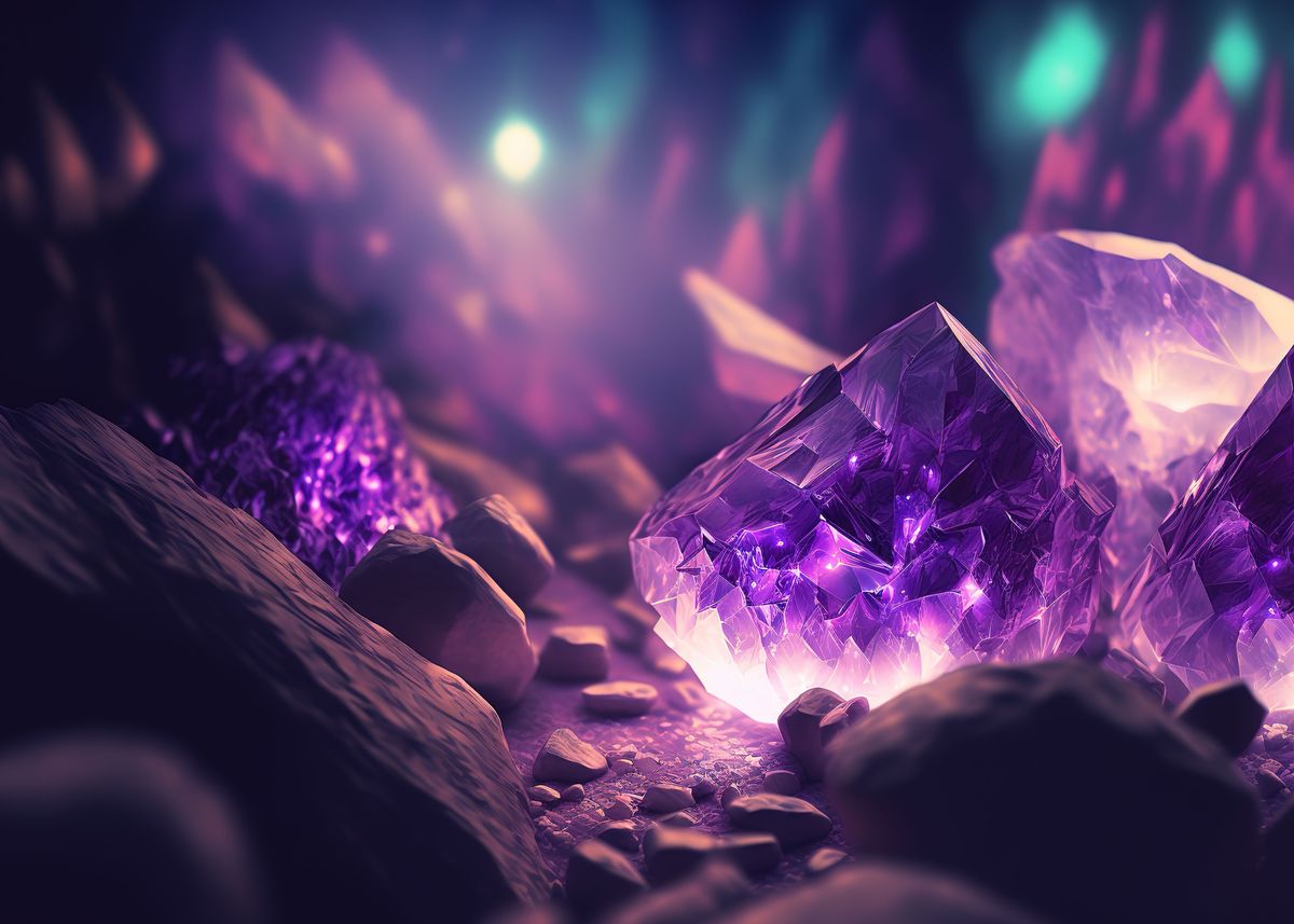 'purple gem' Poster, picture, metal print, paint by ellenanydia | Displate