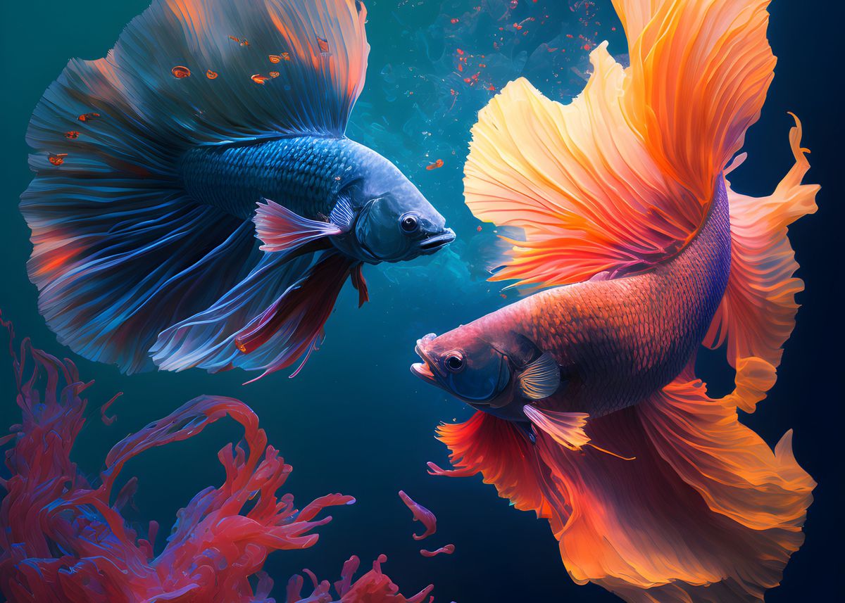 'Circle Dancing Betta Fish' Poster, picture, metal print, paint by ...