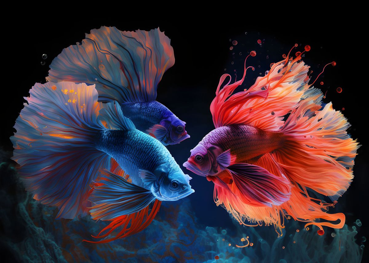 'The Fighter Betta Fish' Poster, picture, metal print, paint by Upscale ...