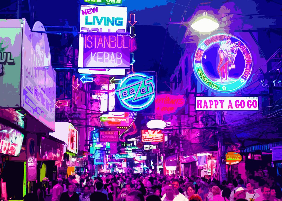'Bangkok Night Life' Poster, picture, metal print, paint by Wilson De ...