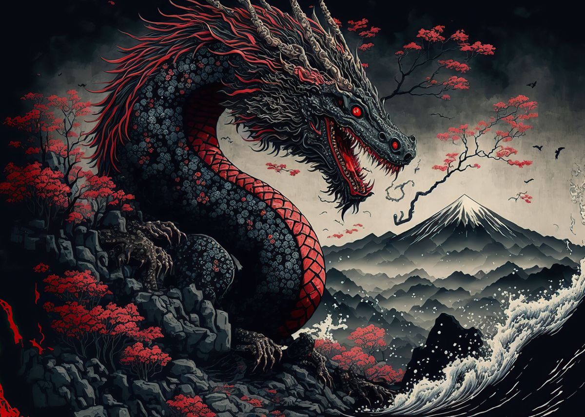 'Dragon Off Kanagawa' Poster, picture, metal print, paint by lauren ...