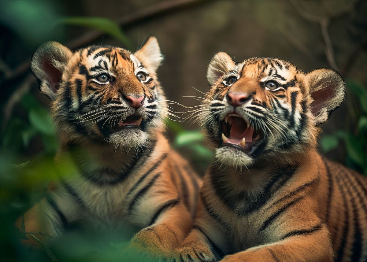 'Tiger cubs' Poster, picture, metal print, paint by filmbildfabrik ...