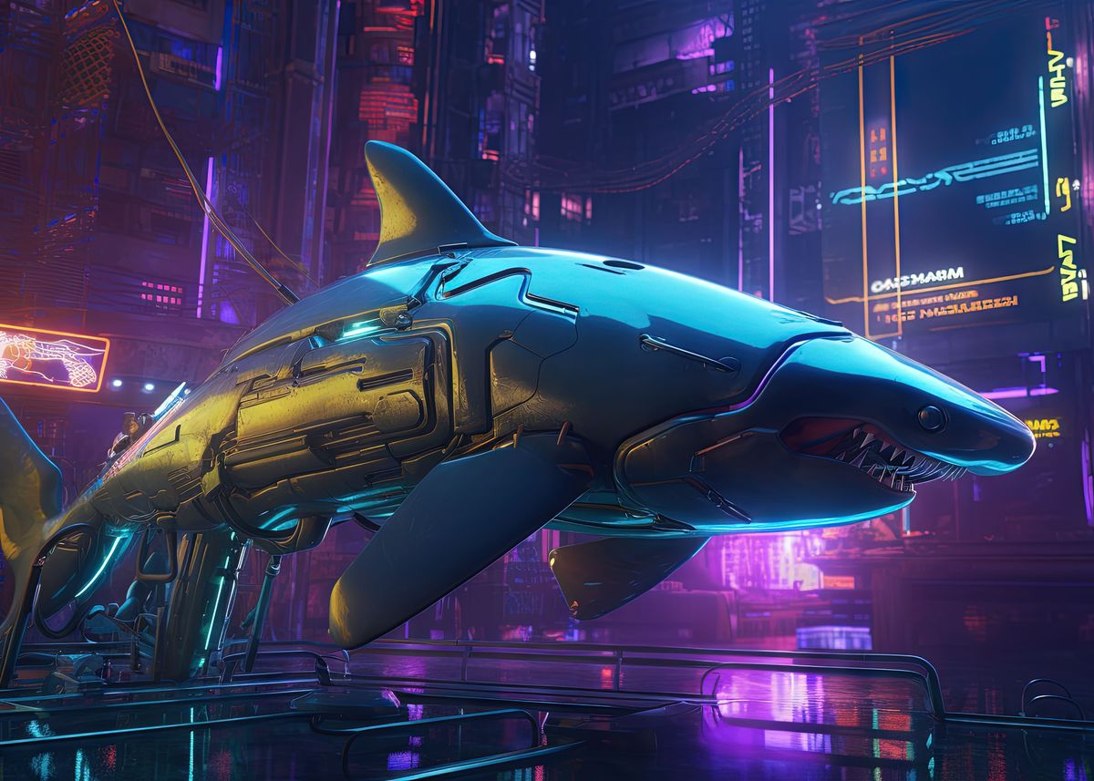 'Cybernetic Ocean Warrior' Poster, picture, metal print, paint by ...