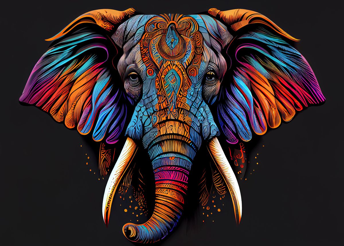 'Abstract Elephants' Poster, picture, metal print, paint by Freddie ...