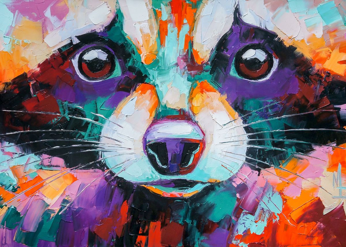 'Abstract Raccoon' Poster, picture, metal print, paint by Freddie ...