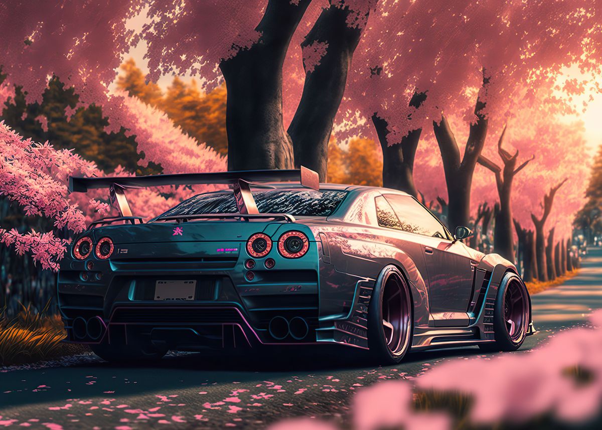 'Car Cherry Blossom Japan' Poster, picture, metal print, paint by Hari ...