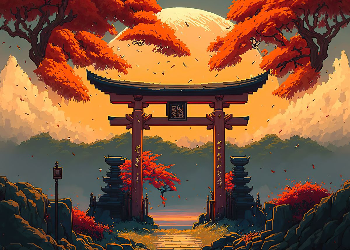 'Torii Gate Japanese' Poster, picture, metal print, paint by Desiree ...