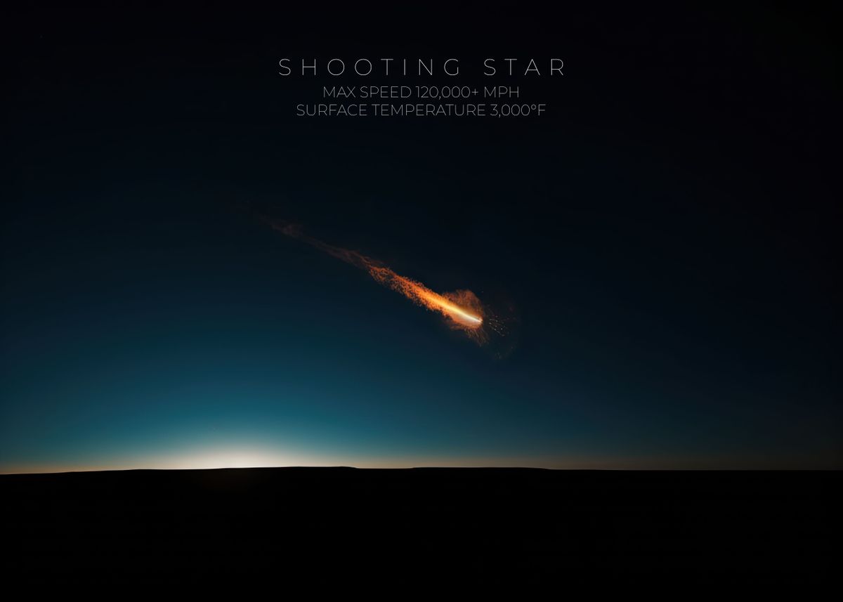 'Shooting Star Night Sky' Poster, picture, metal print, paint by ...