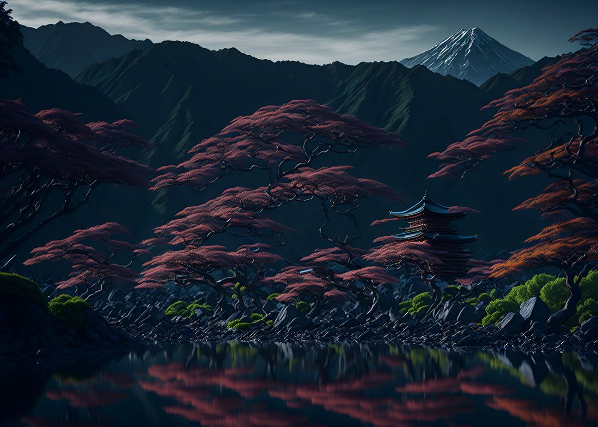 'Japanese forest' Poster, picture, metal print, paint by Below Horizon ...