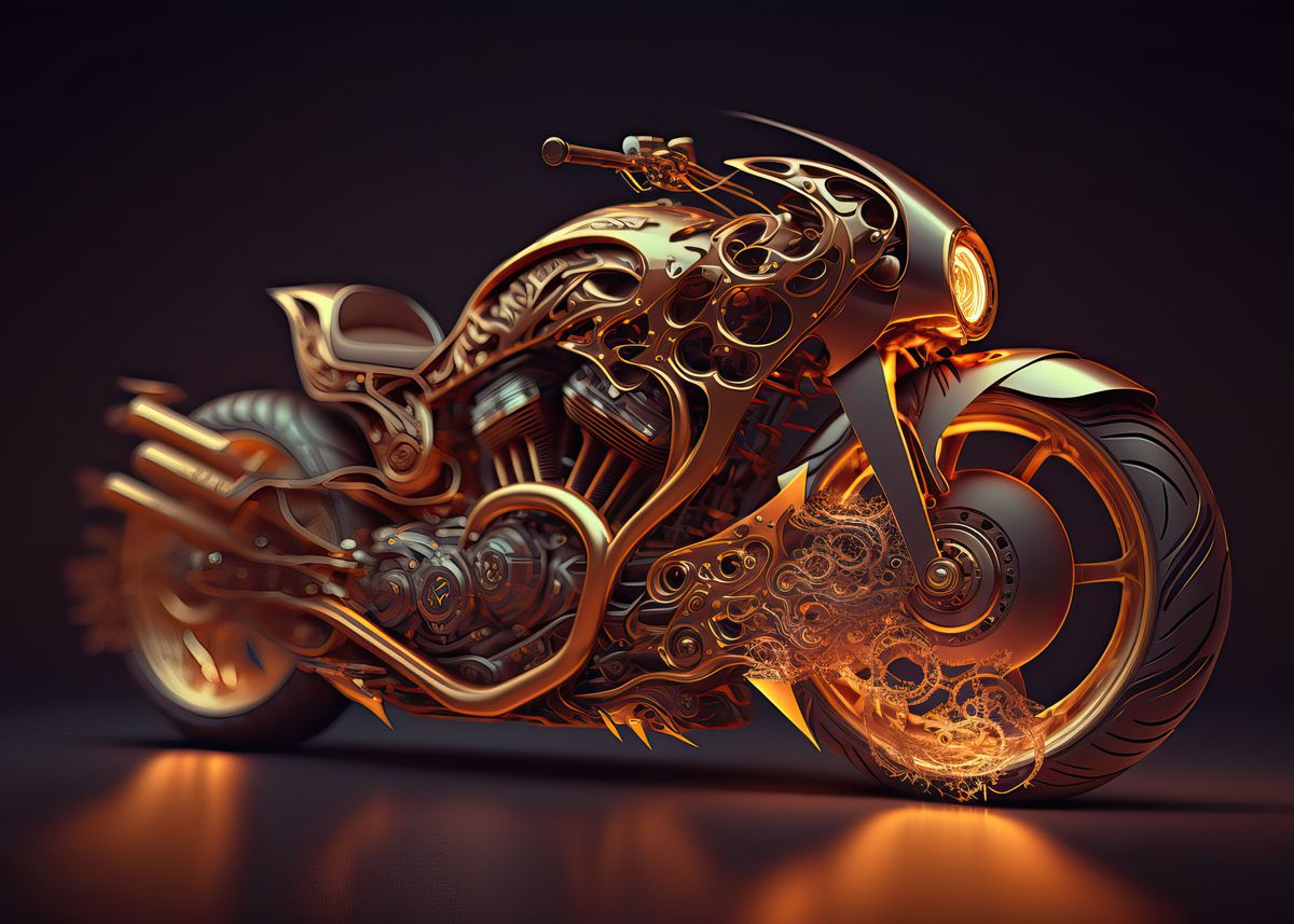 'Golden Moto' Poster, picture, metal print, paint by Guillaume Pingard ...