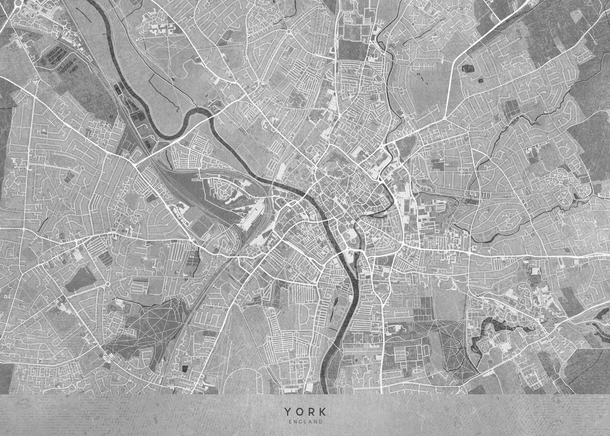 'Gray map of York England' Poster by blursbyai | Displate