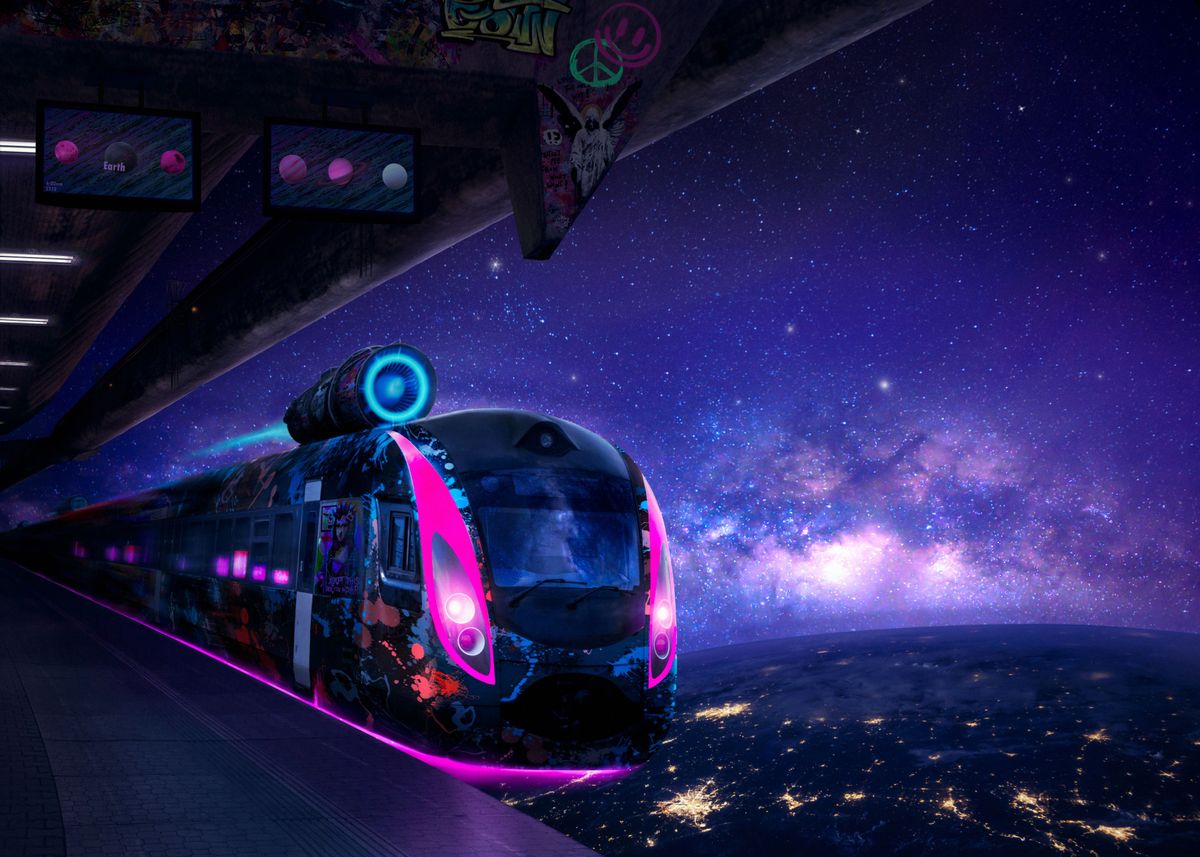 'Futuristic Space train' Poster by Tobias Mayr | Displate