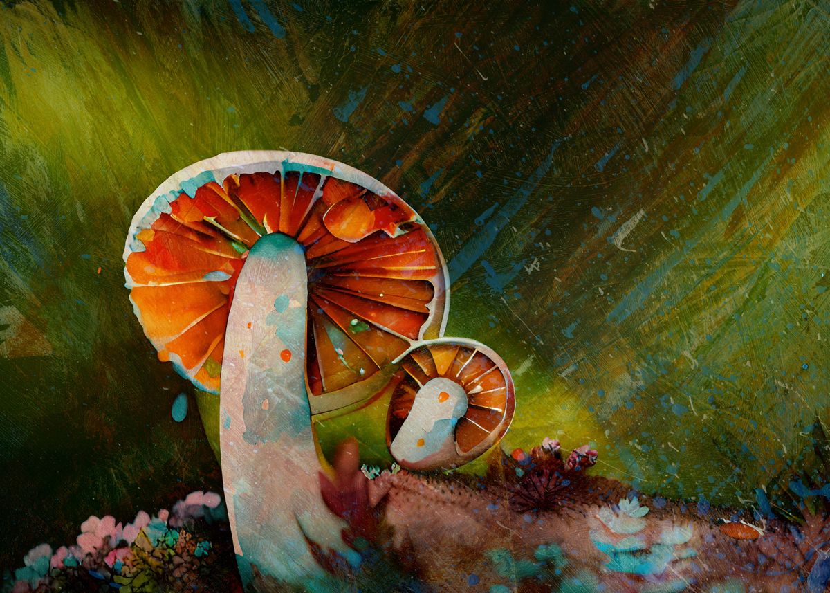 'Mossy Mushrooms' Poster, picture, metal print, paint by Shroom Squirrel Originals | Displate