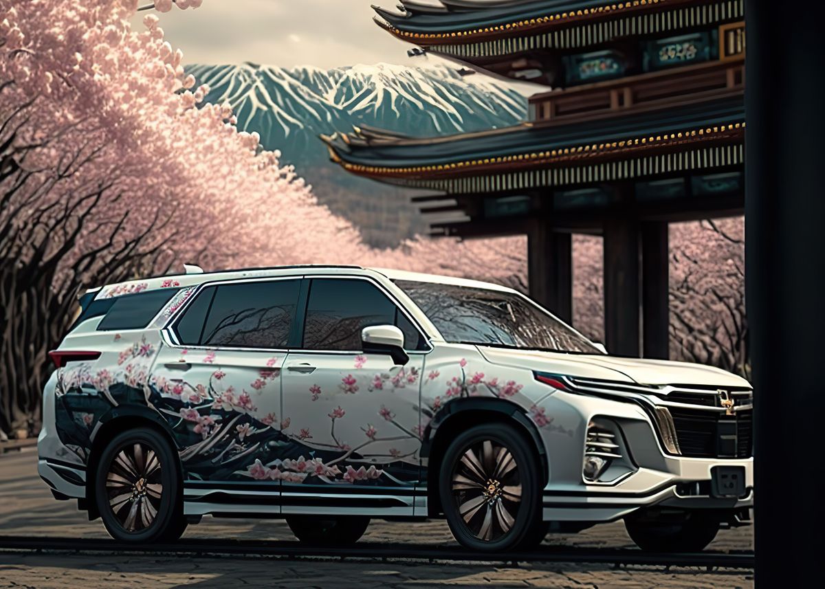 'car cherry blossom japan ' Poster, picture, metal print, paint by Hari ...