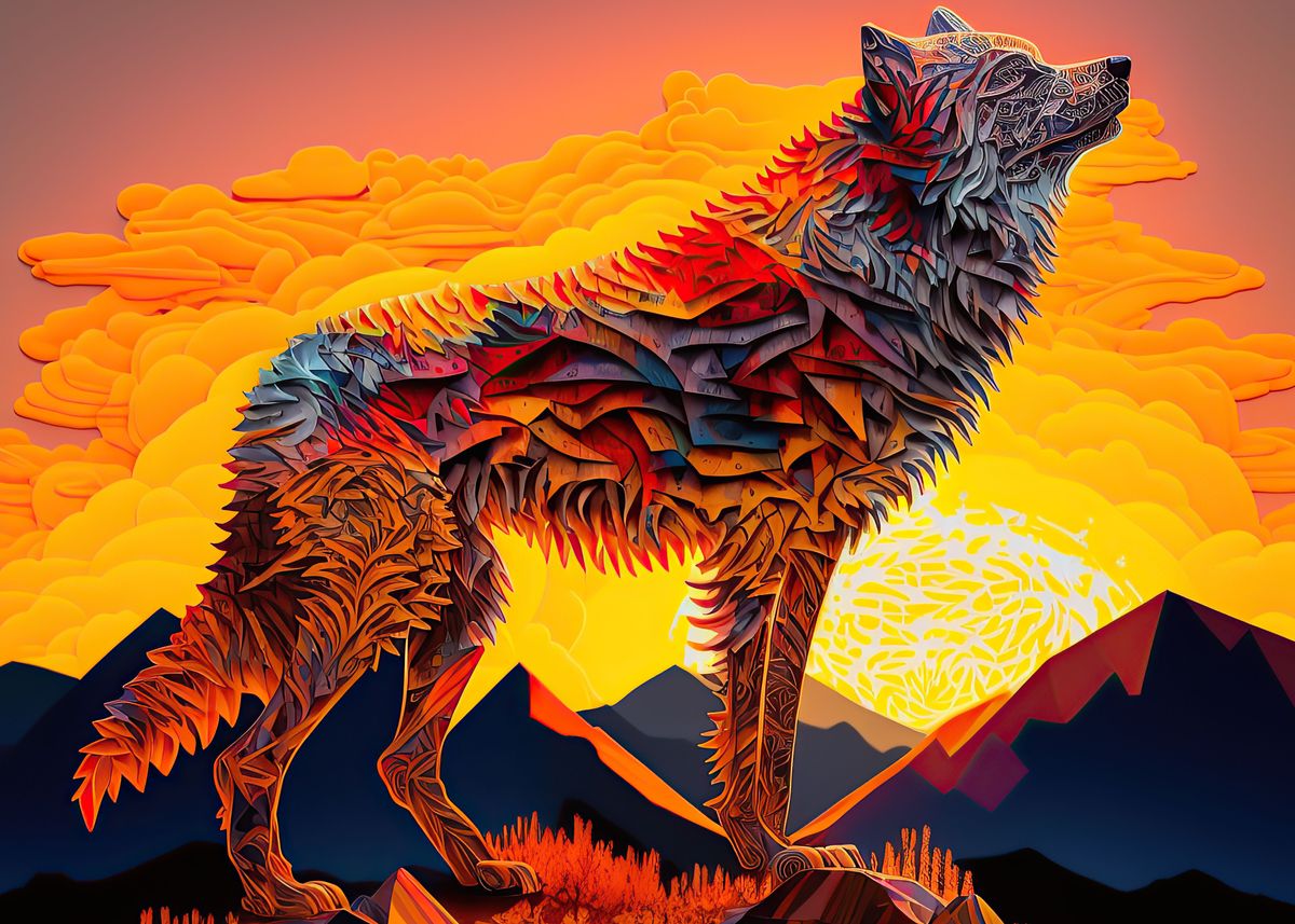 'Wolf Paper Cut' Poster, picture, metal print, paint by Guillaume ...