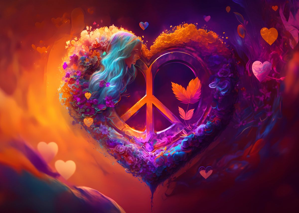 'Love and Peace' Poster, picture, metal print, paint by Michal Dunaj ...