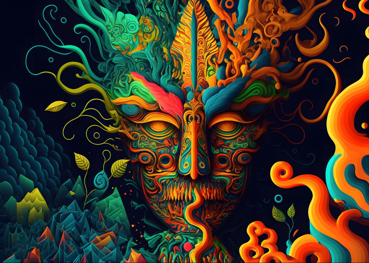 'psychedelic' Poster, picture, metal print, paint by Freddie | Displate