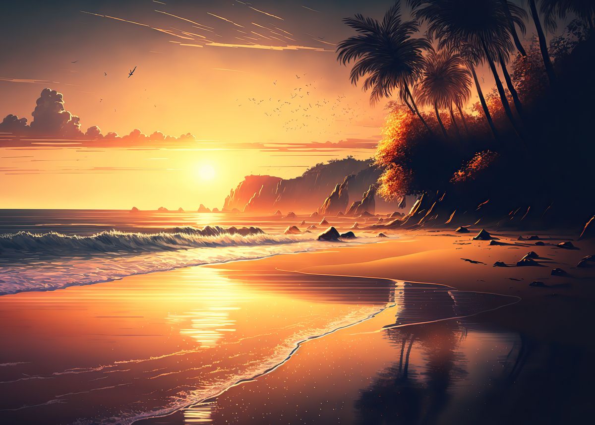 'Beach Sunset' Poster by paxtonronalda | Displate