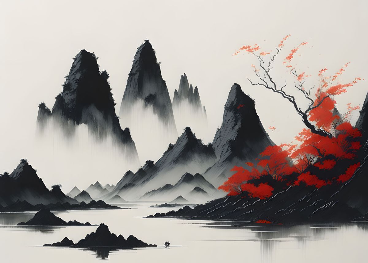 'Chinese Landscape ' Poster, picture, metal print, paint by 1x Merch ...
