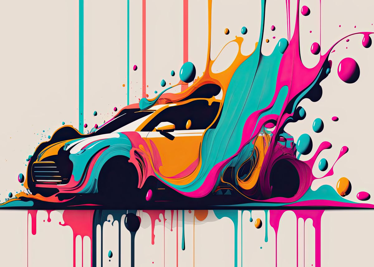 'Racing Paint Drips' Poster, picture, metal print, paint by Jensen Art ...