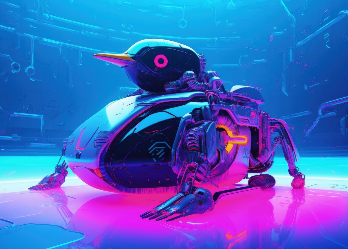 'Cyber Penguin' Poster by Cosmic Graphics | Displate
