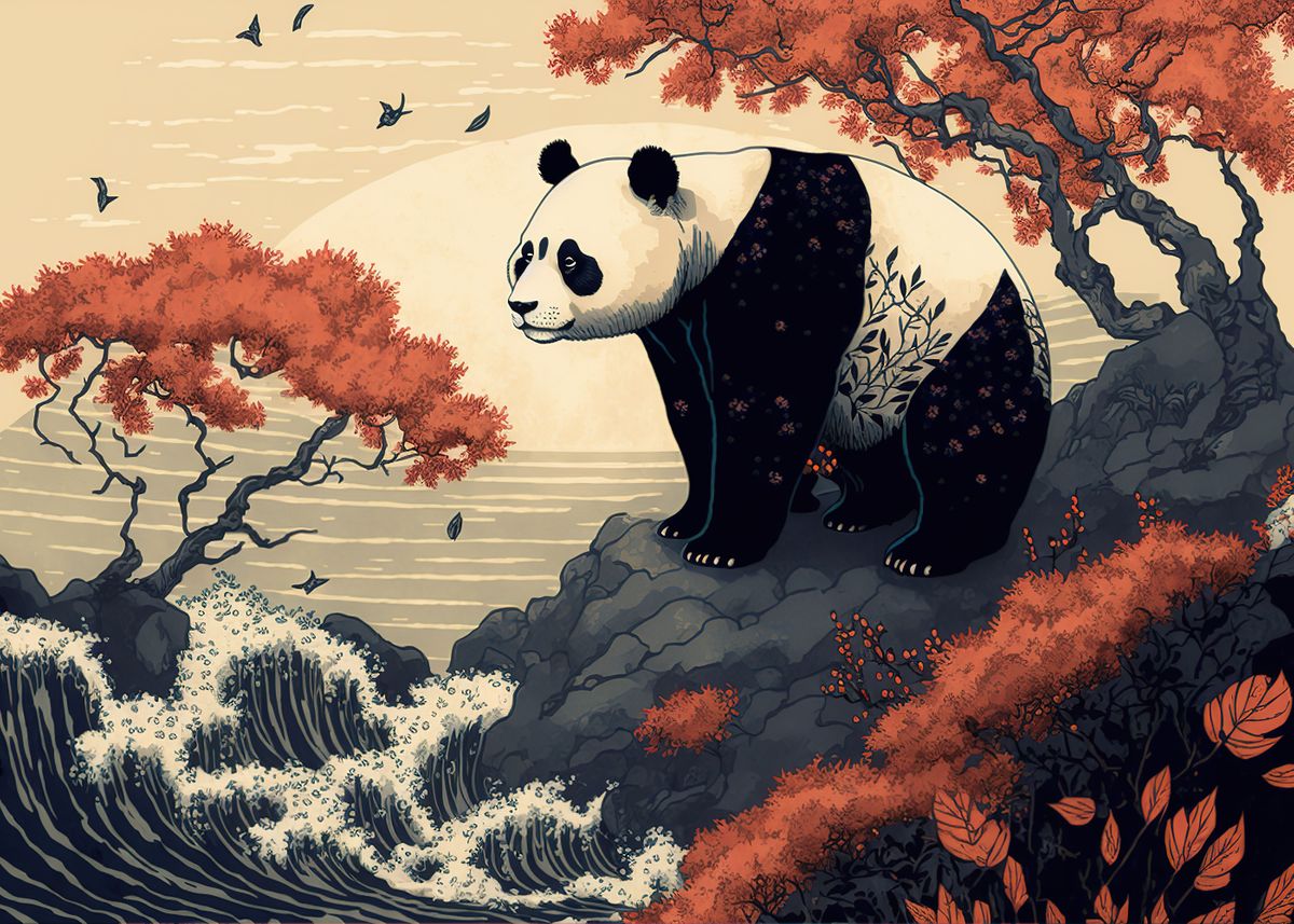 'panda bamboo japan ' Poster, picture, metal print, paint by Hari ...