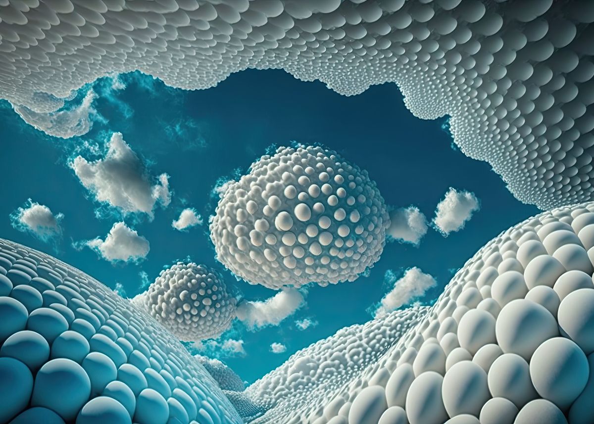 'Surreal Skies Cloud Balls' Poster, picture, metal print, paint by ...