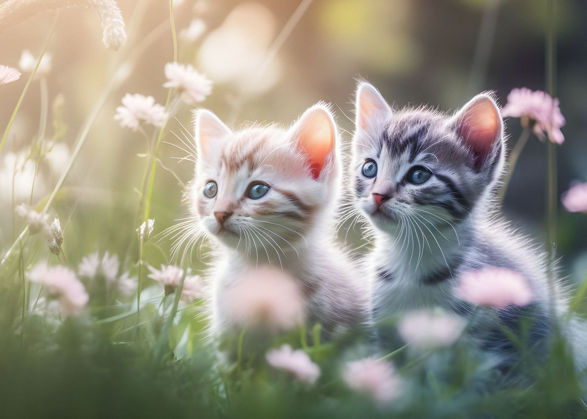 'Kittens in a meadow' Poster, picture, metal print, paint by Alan ...
