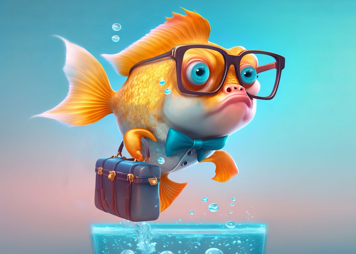 'Working Goldfish' Poster, picture, metal print, paint by Karen Foley ...