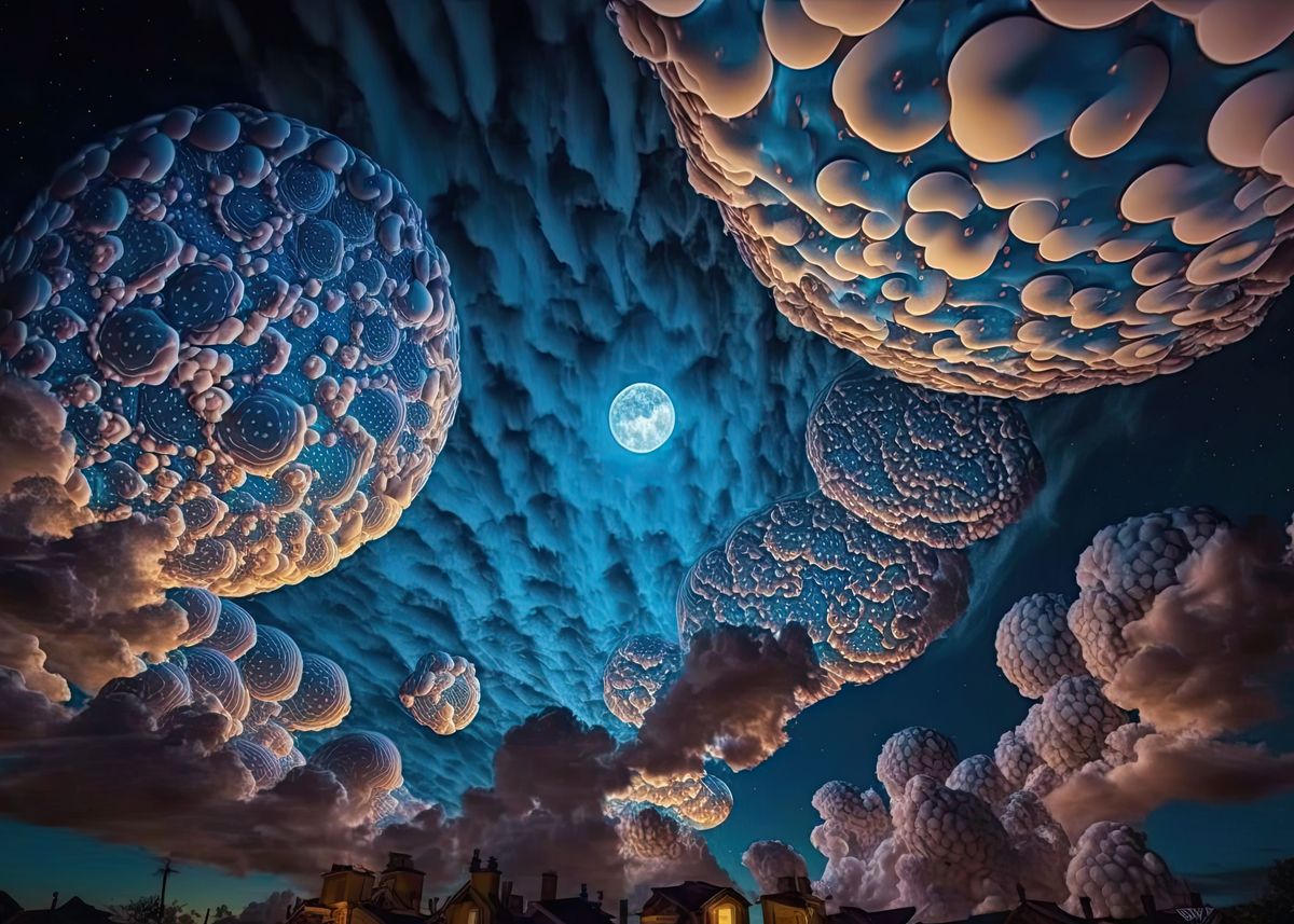 'Surreal Skies Full Moon' Poster, picture, metal print, paint by Jensen ...