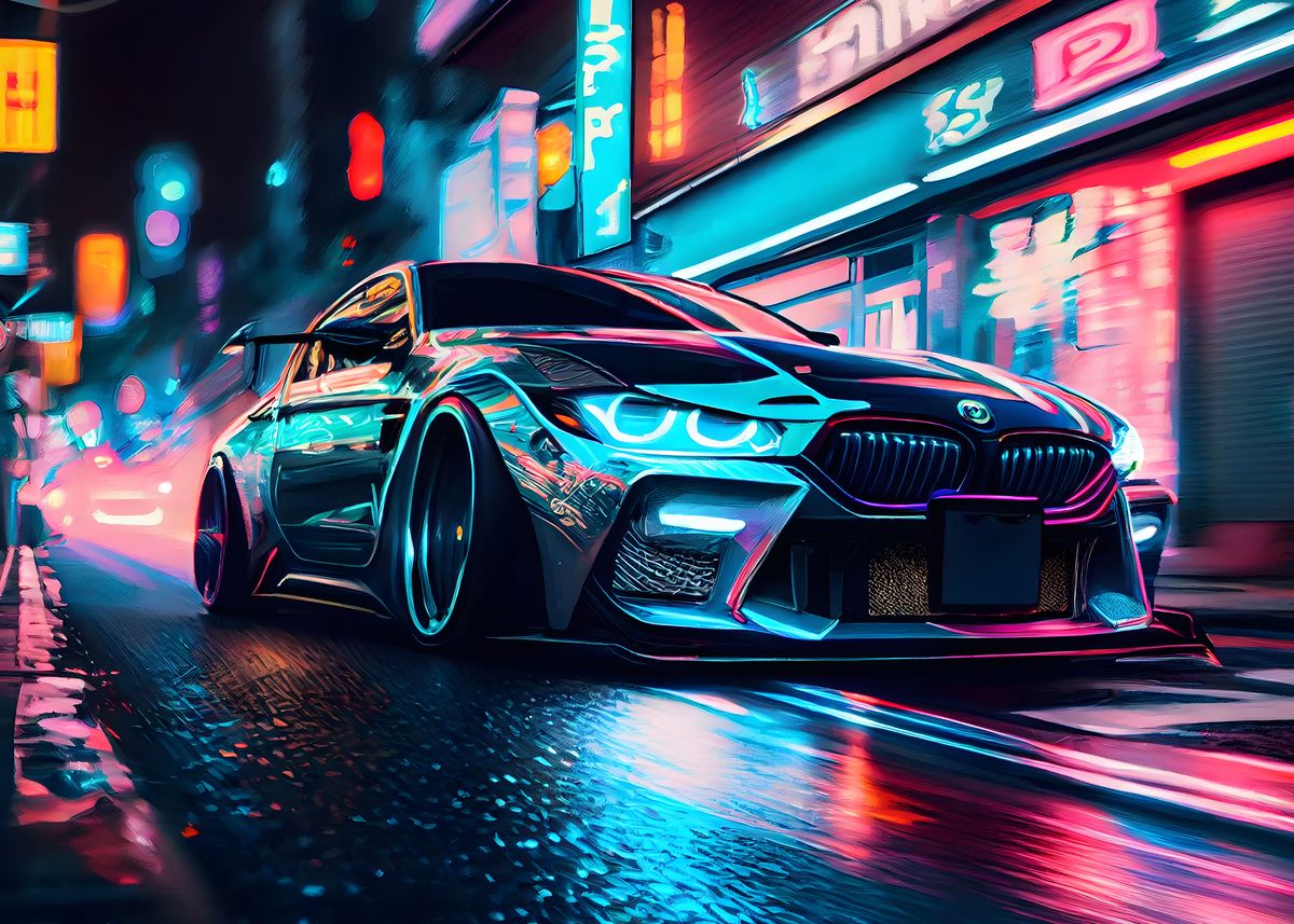 'Neon BMW M6' Poster, picture, metal print, paint by GoodLifeImages ...