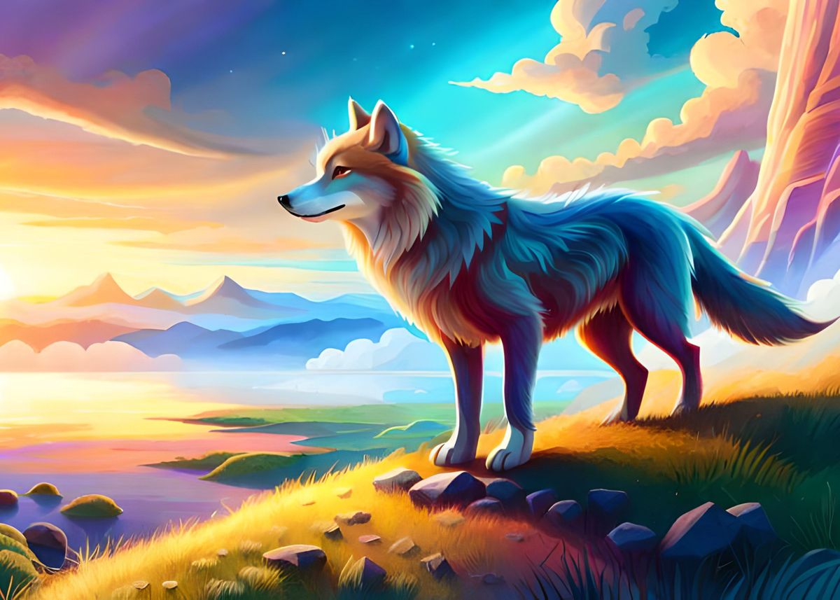 'Fantasy wolf' Poster, picture, metal print, paint by Below Horizon | Displate