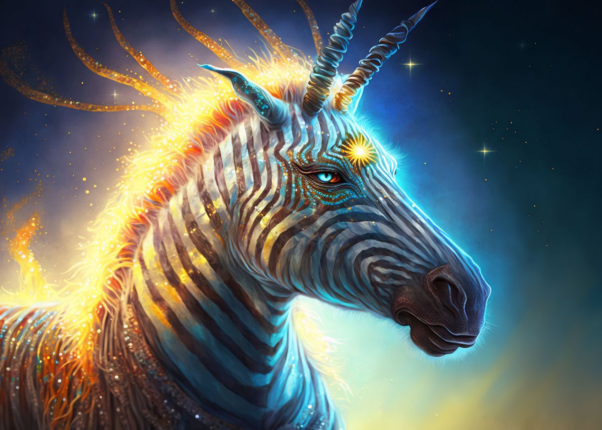 'Cosmic Space Zebra' Poster, picture, metal print, paint by Bailey ...