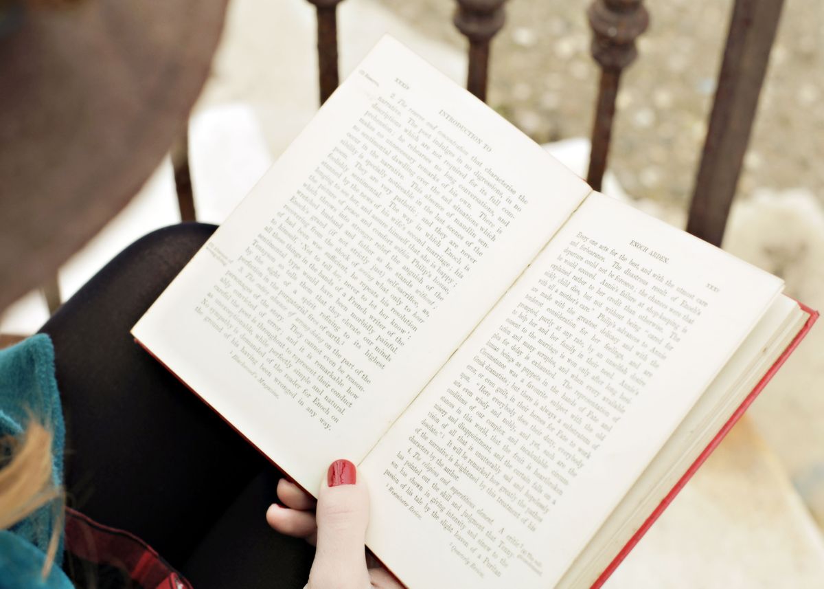 'Romantic girl reading a bo' Poster, picture, metal print, paint by ...