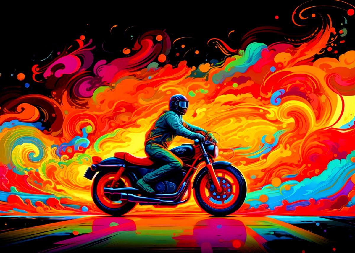 'Colorful Motorcycle' Poster, picture, metal print, paint by bery kan ...