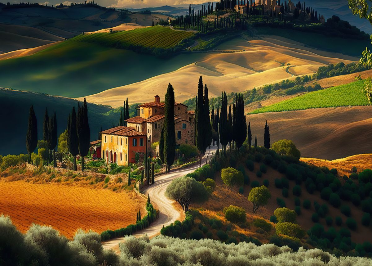 'Tuscany Italy Landscape' Poster by Pro Elise | Displate