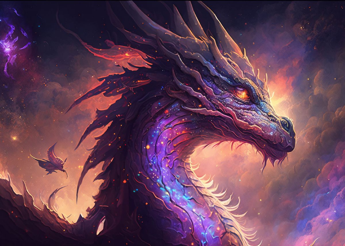 'Cosmic Space Dragon' Poster, picture, metal print, paint by Bailey ...