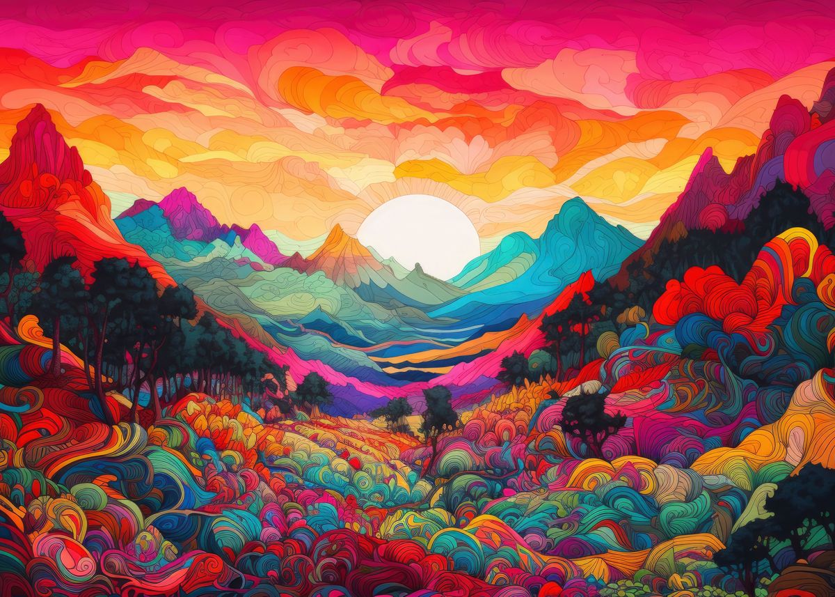 'Psychedelic 18' Poster, picture, metal print, paint by KyzArt | Displate