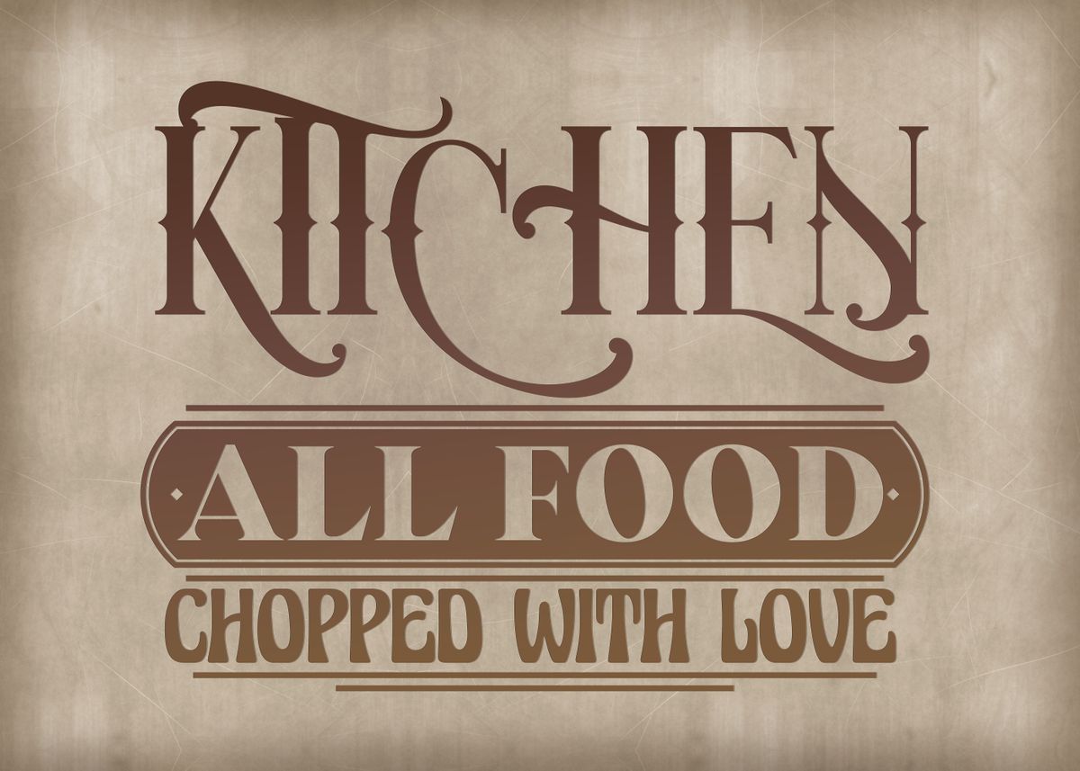 'All food chopped with love' Poster, picture, metal print, paint by ...